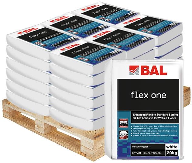 BAL Flex One Tile Adhesive White 20kg - 50 Bags - Element Shop