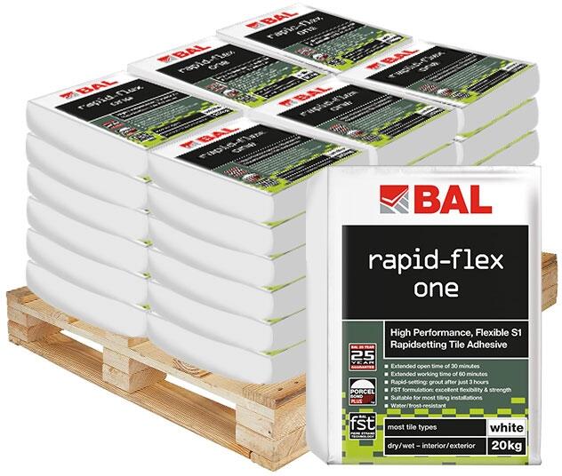 BAL Rapid-Flex One Tile Adhesive White 20kg - 50 Bags - Element Shop
