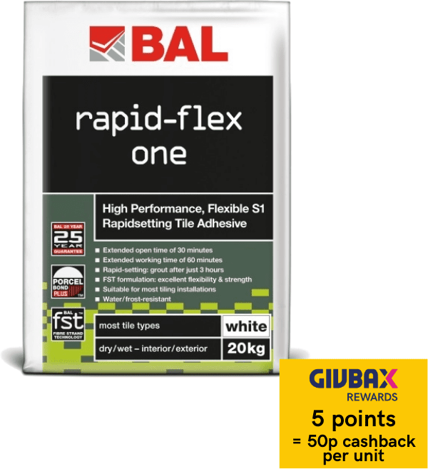 BAL Rapid-Flex One Tile Adhesive White 20kg - Element Shop
