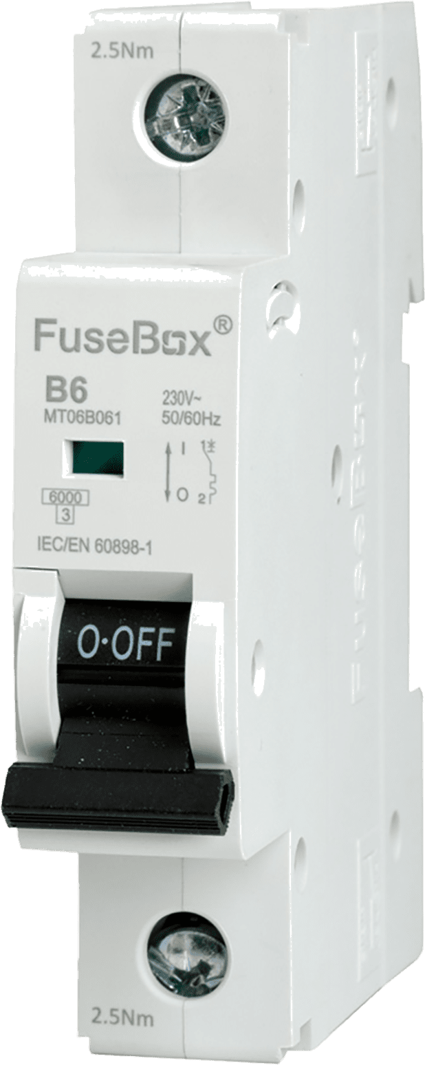 FuseBox MT06B061 6A MCB, 1 Pole, Type B, DIN Rail, 6kA - Element Shop