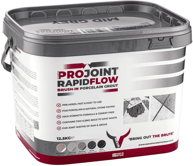 ProJoint RapidFlow Brush-In Porcelain Paving Grout 12.5kg (Mid Grey ...