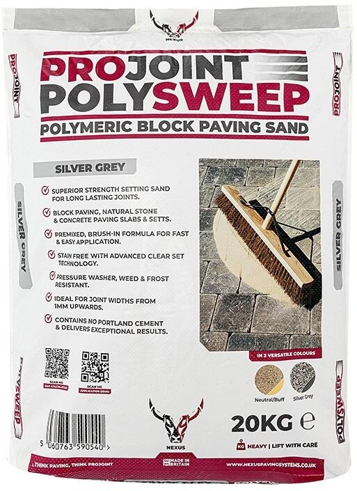 ProJoint Polysweep Polymeric Block Paving Setting Sand 20kg (Silver ...
